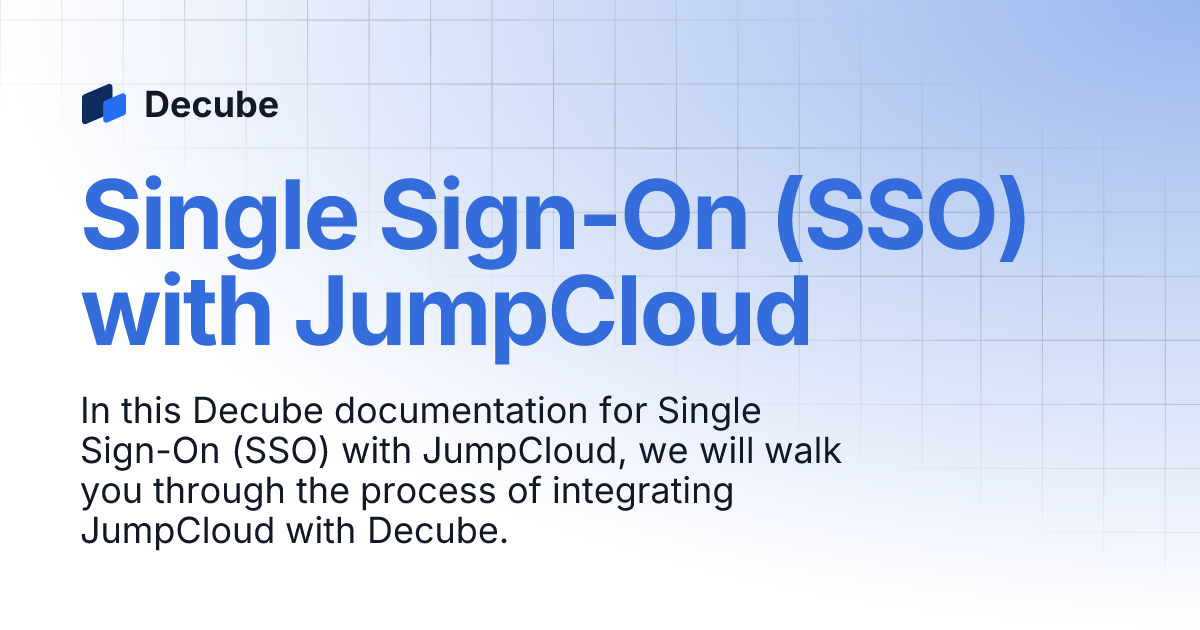 Single Sign-On (SSO) with JumpCloud | Decube