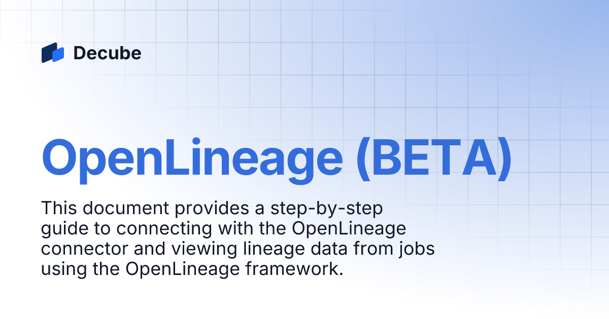 OpenLineage (BETA) | Decube
