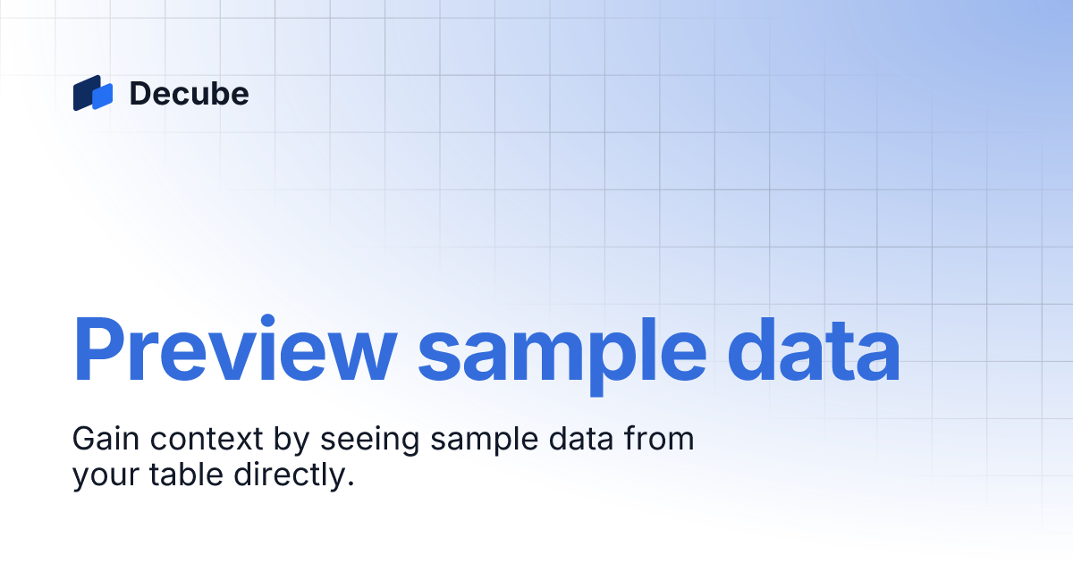 Preview sample data | Decube