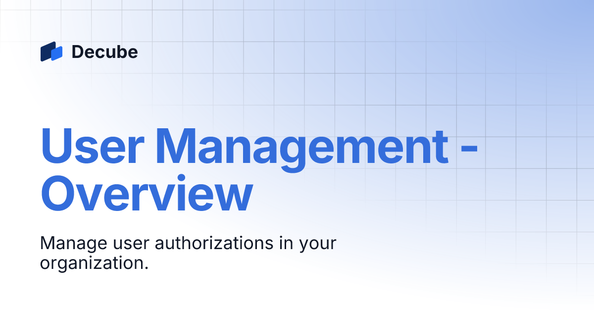 User Management - Overview | Decube User Management - Overview | Decube